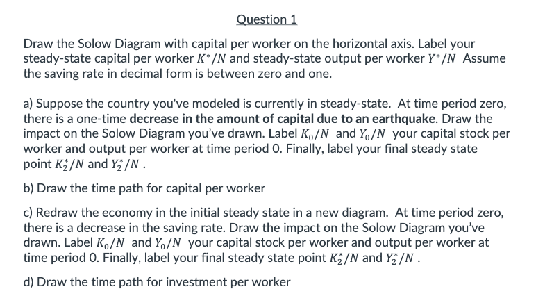 Solved Draw the Solow Diagram with capital per worker on the | Chegg.com