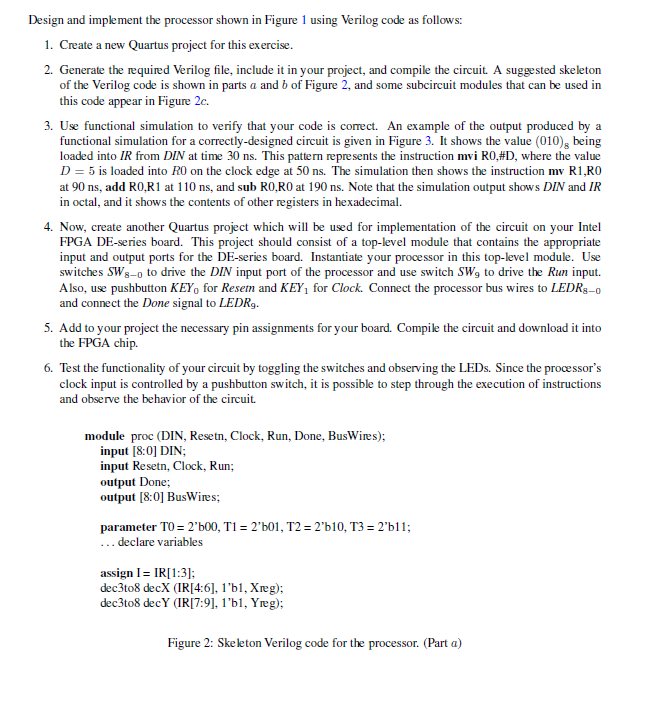 A Simple Processor Figure 1 shows a digital system | Chegg.com