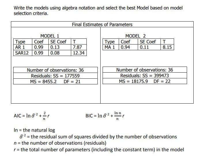 Solved helpWrite the models using algebra notation and | Chegg.com