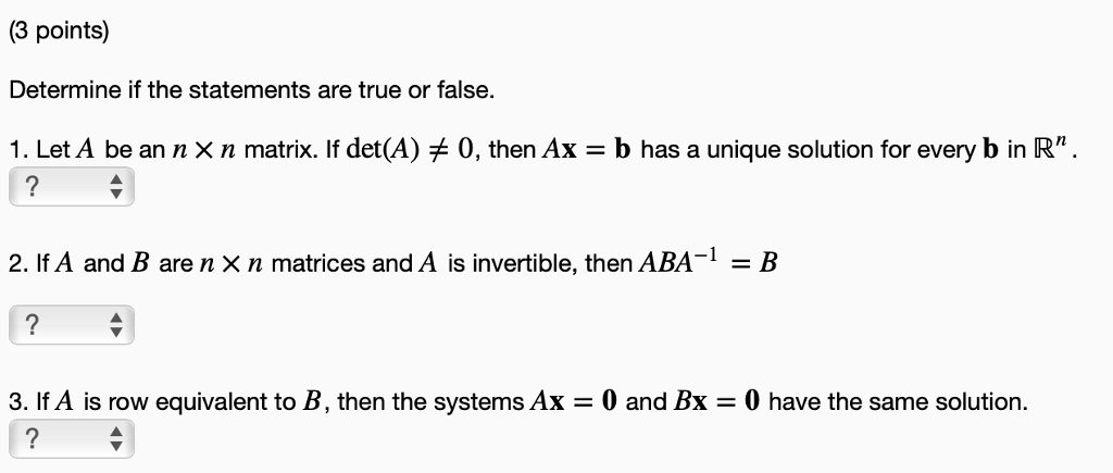 Solved (3 points) Determine if the statements are true or | Chegg.com