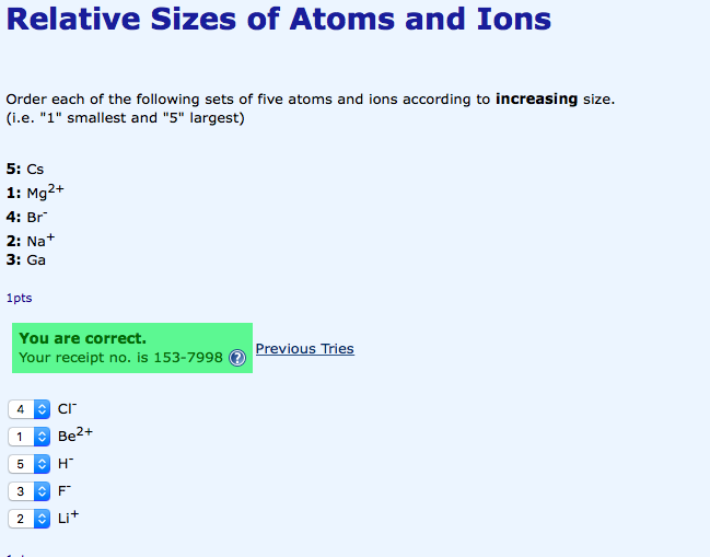 Solved Relative Sizes of Atoms and Ions Order each of the | Chegg.com