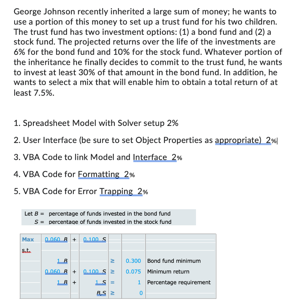 George Johnson recently inherited a large sum of | Chegg.com