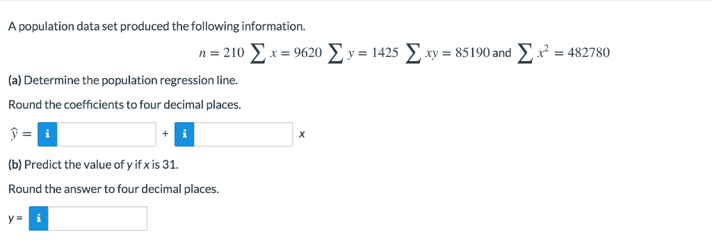 Solved A population data set produced the following | Chegg.com