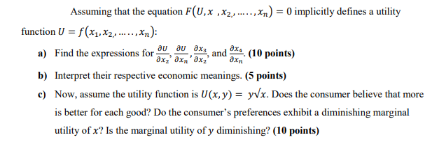 Solved Assuming that the equation F(U,x,x2,……,xn)=0 | Chegg.com