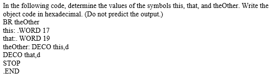 Solved In the following code, determine the values of the | Chegg.com