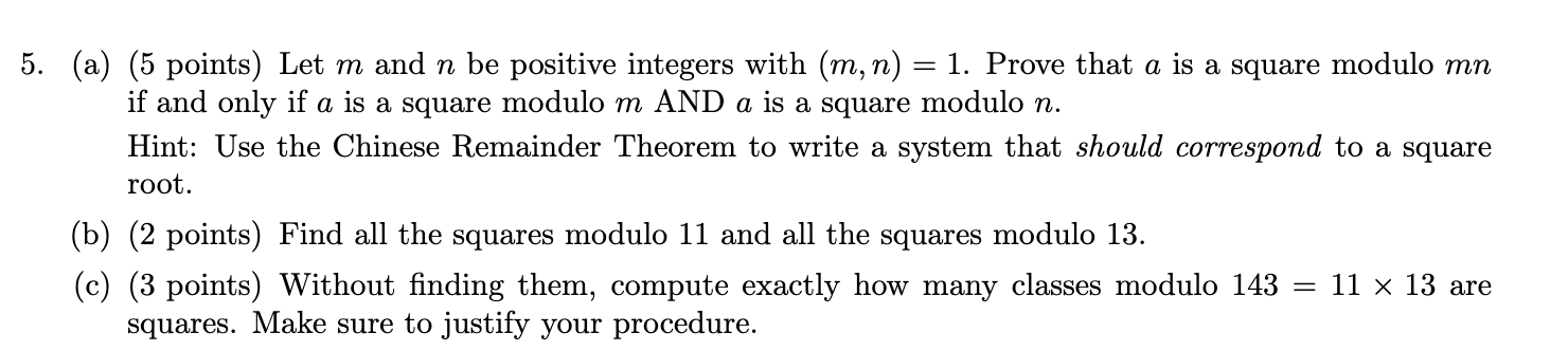 Solved (a) (5 points) Let m and n be positive integers with | Chegg.com