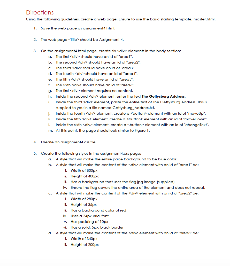 Solved Directions Using the following guidelines, create a | Chegg.com