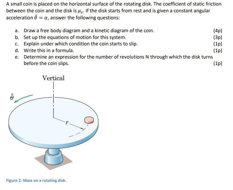 Solved A small coin is placed on the horizontal surface of | Chegg.com