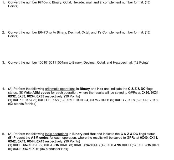 Solved 1. Convert the number 974610 to Binary, Octal, | Chegg.com