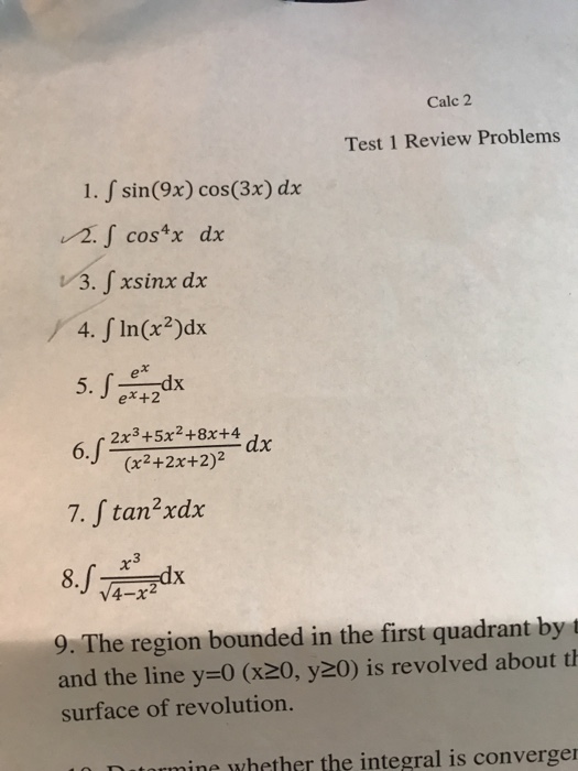 Solved integral sin(9x) cos(3x) dx integral cos^4x dx | Chegg.com