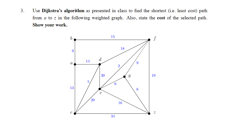 Solved 3. Use Dijkstra's algorithm as presented in class to | Chegg.com