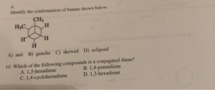 Solved identifty the conformation of butane shown below CHy | Chegg.com