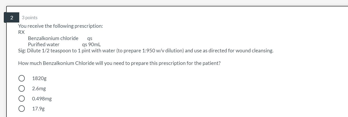 Solved 2 3 points You receive the following prescription: RX | Chegg.com