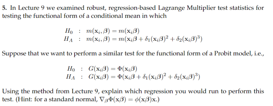 Solved 5. In Lecture 9 we examined robust, regression-based | Chegg.com