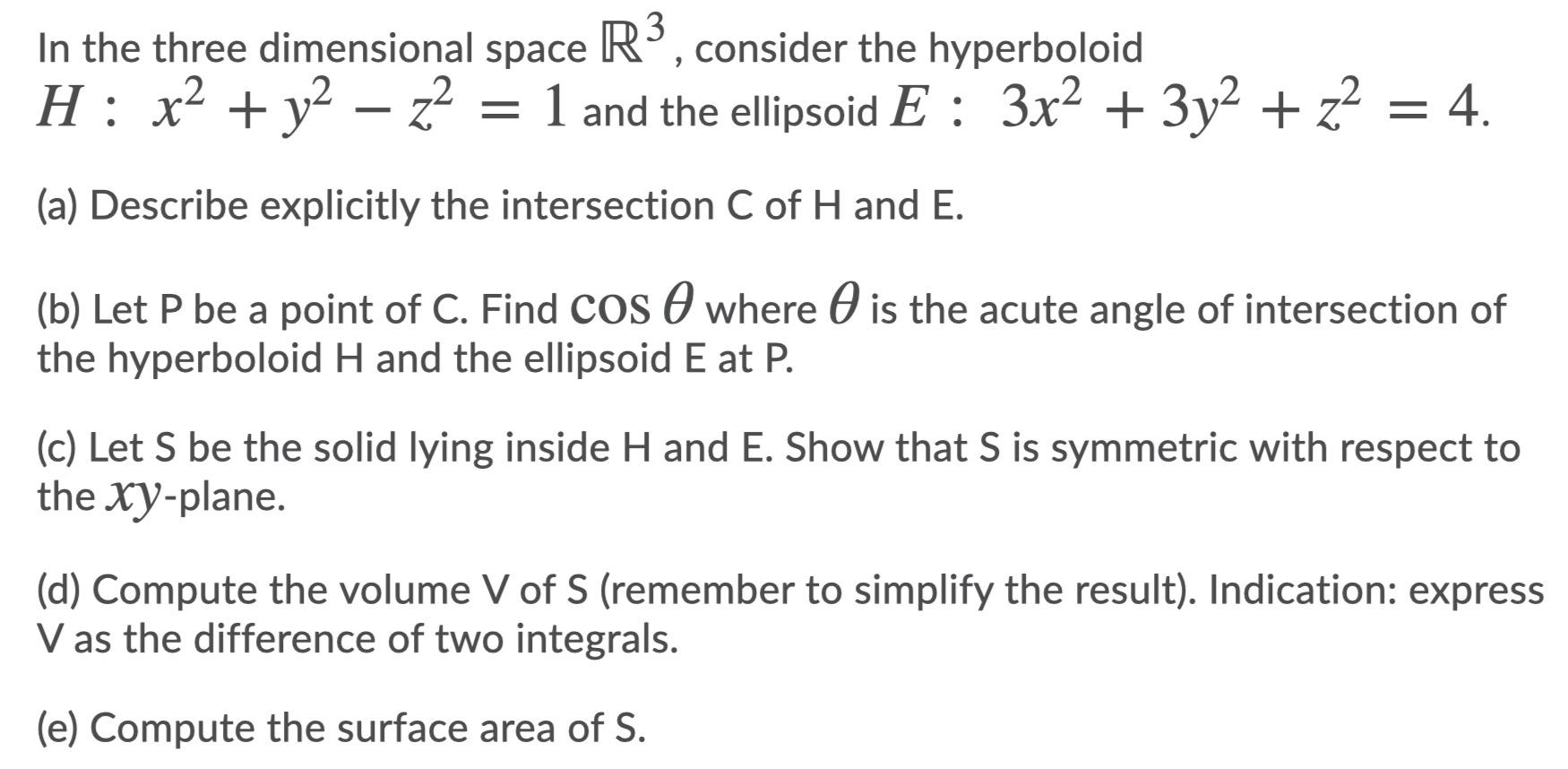 Solved In the three dimensional space R3, consider the | Chegg.com