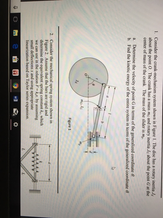 Solved Consider the crank-mechanism system shown in Figure | Chegg.com
