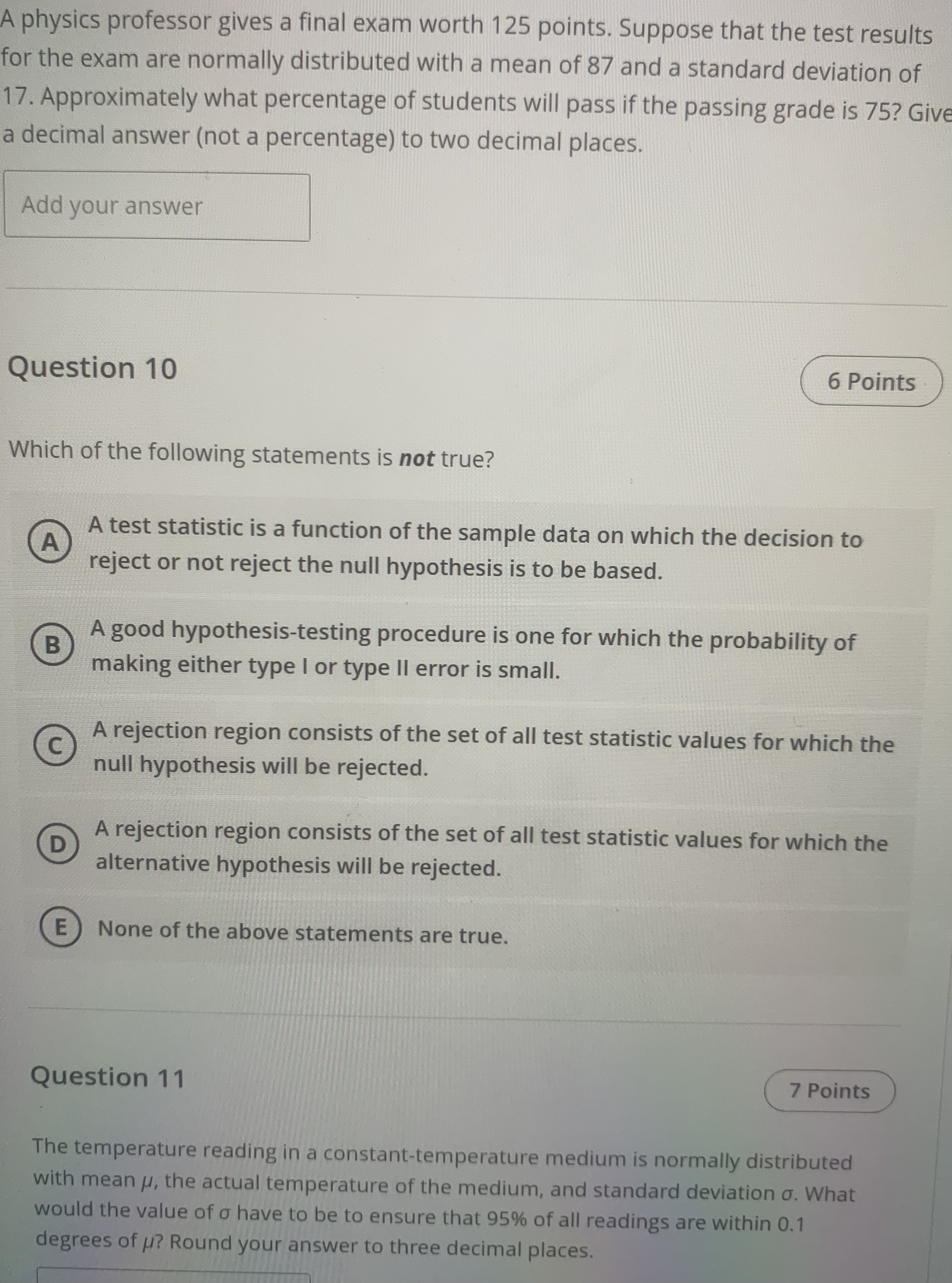 A physics professor gives a final exam worth 125 | Chegg.com