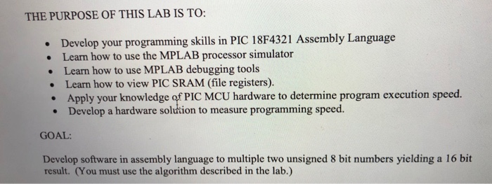 THE PURPOSE OF THIS LAB IS TO .Develop your | Chegg.com