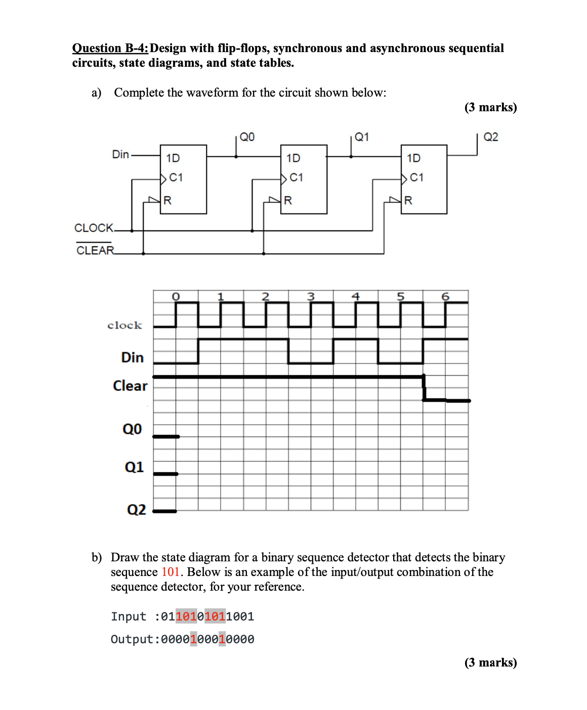 Solved Question B-4:Design with flip-flops, synchronous and | Chegg.com