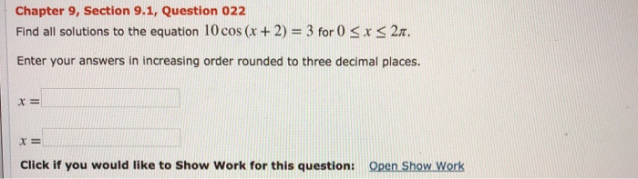 Solved Chapter 9, Section 9.1, Question 022 Find all | Chegg.com