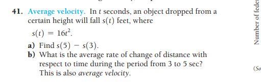 Solved 41. Average velocity. Int seconds, an object dropped | Chegg.com