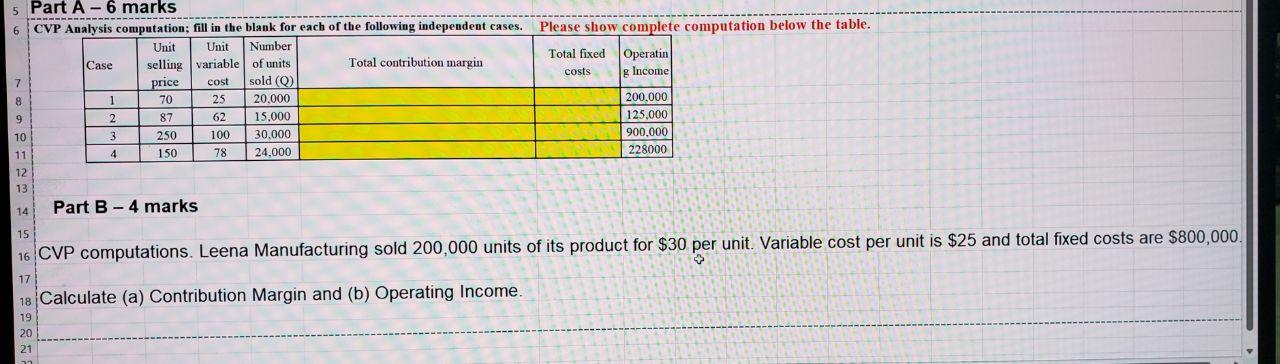 Solved CVP computations. Leena Manufacturing sold 200,000 | Chegg.com