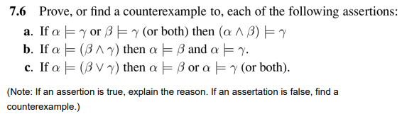 Solved 7.6 Prove, or find a counterexample to, each of the | Chegg.com