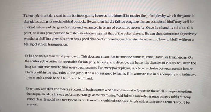 Solved Read the article “Is Business Bluffing Ethiclal” and | Chegg.com