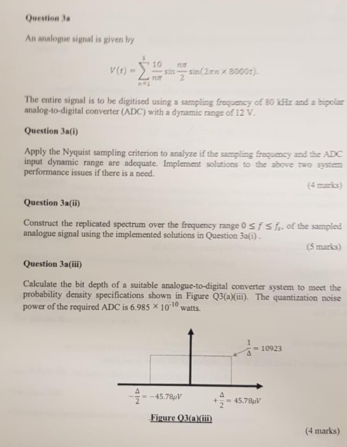 Quevion 3a An analogie signal is given by | Chegg.com
