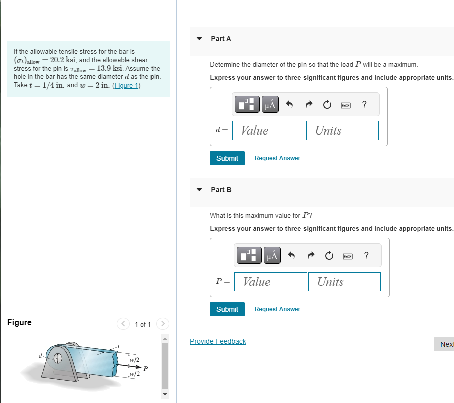 Solved If the allowable tensile stress for the bar is | Chegg.com
