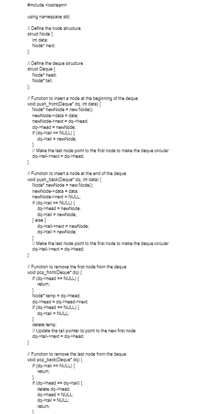 Solved Node" next; 3. II Define the deque structure struct | Chegg.com