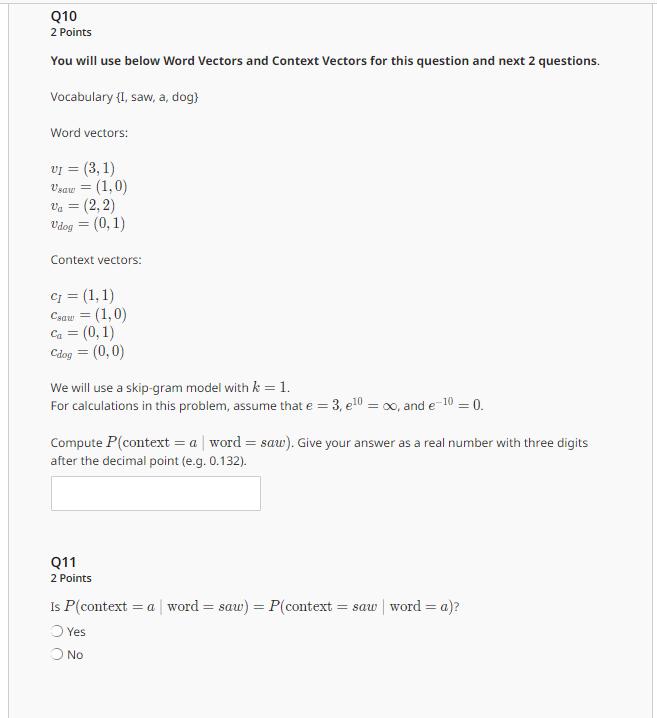 Solved Q102 ﻿PointsYou will use below Word Vectors and | Chegg.com