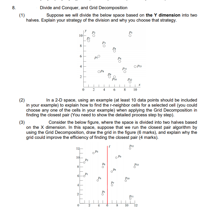 Solved 8. Divide and Conquer, and Grid Decomposition (1) | Chegg.com