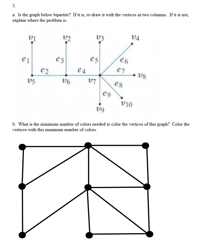 Solved 3. a. Is the graph below bipartite? If it is re-draw | Chegg.com