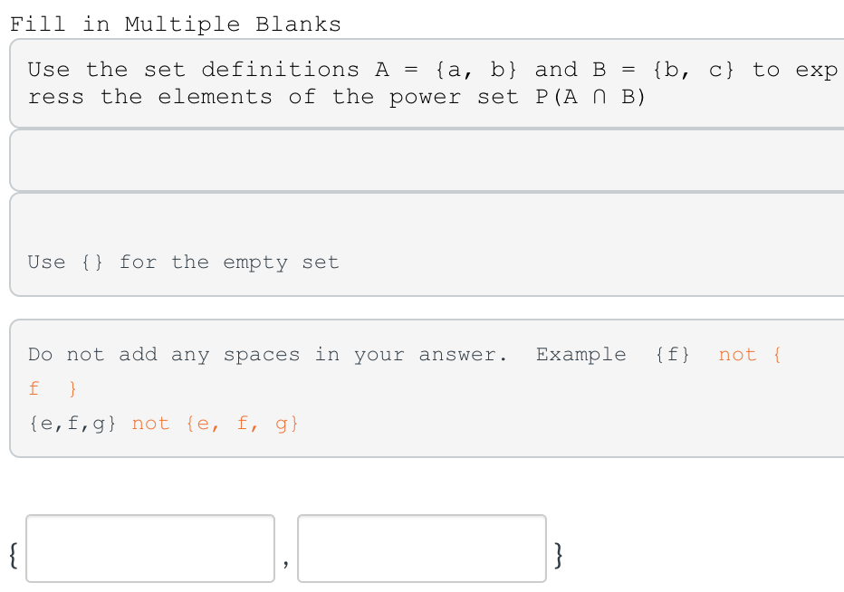 Solved Fill in Multiple Blanks Use the set definitions A = | Chegg.com