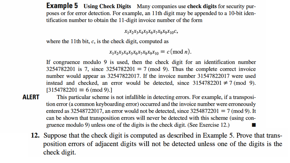 Example 5 Using Check Digits Many companies use check | Chegg.com