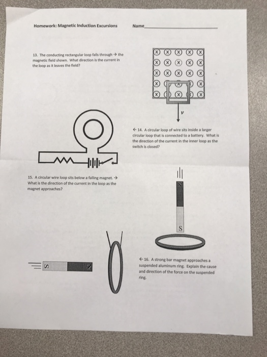 Solved Homework: Magnetic Induction Excursions Name | Chegg.com