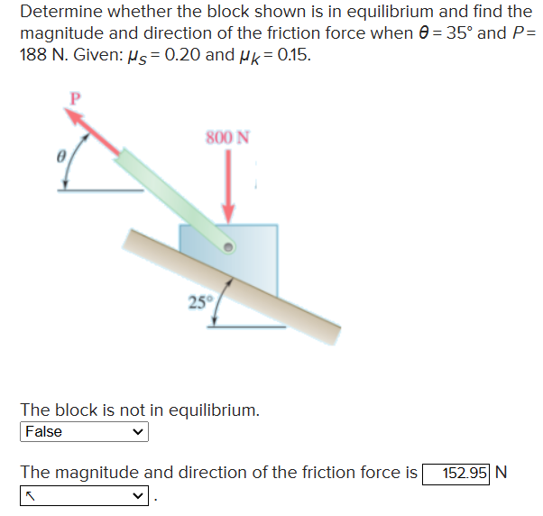 Solved Determine whether the block shown is in equilibrium | Chegg.com