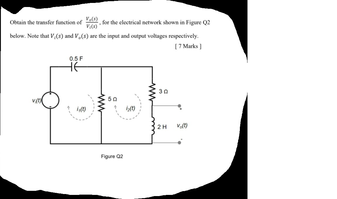 Solved V.) Obtain the transfer function of for the | Chegg.com
