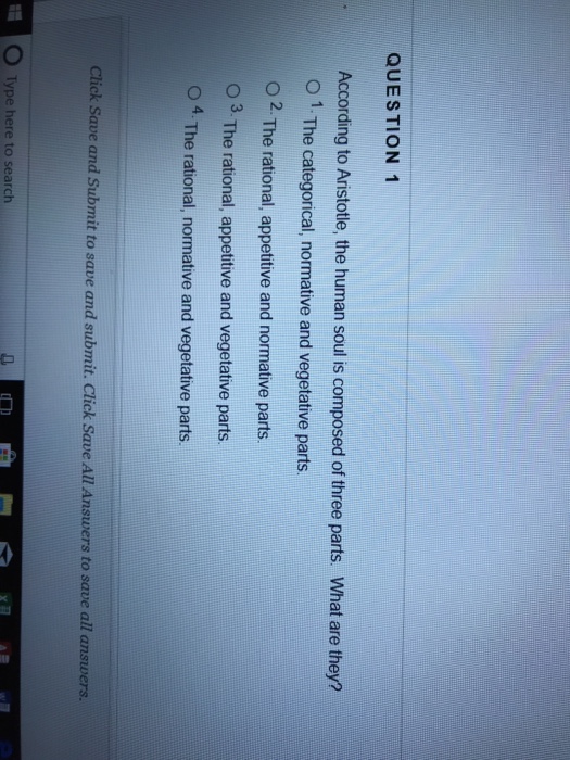 Solved QUESTION 1 According to Aristotle, the human soul is | Chegg.com