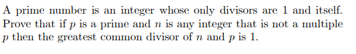 Solved A prime number is an integer whose only divisors are | Chegg.com