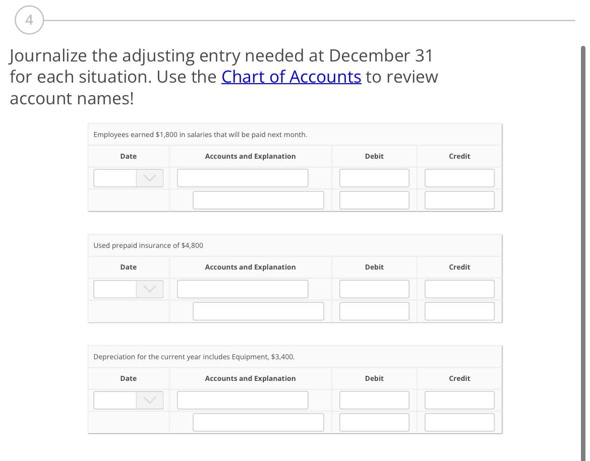 Solved Journalize the adjusting entry needed at December 31 | Chegg.com