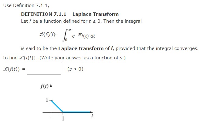 Solved DEFINITION 7.1.1 Laplace Transform Let f be a | Chegg.com