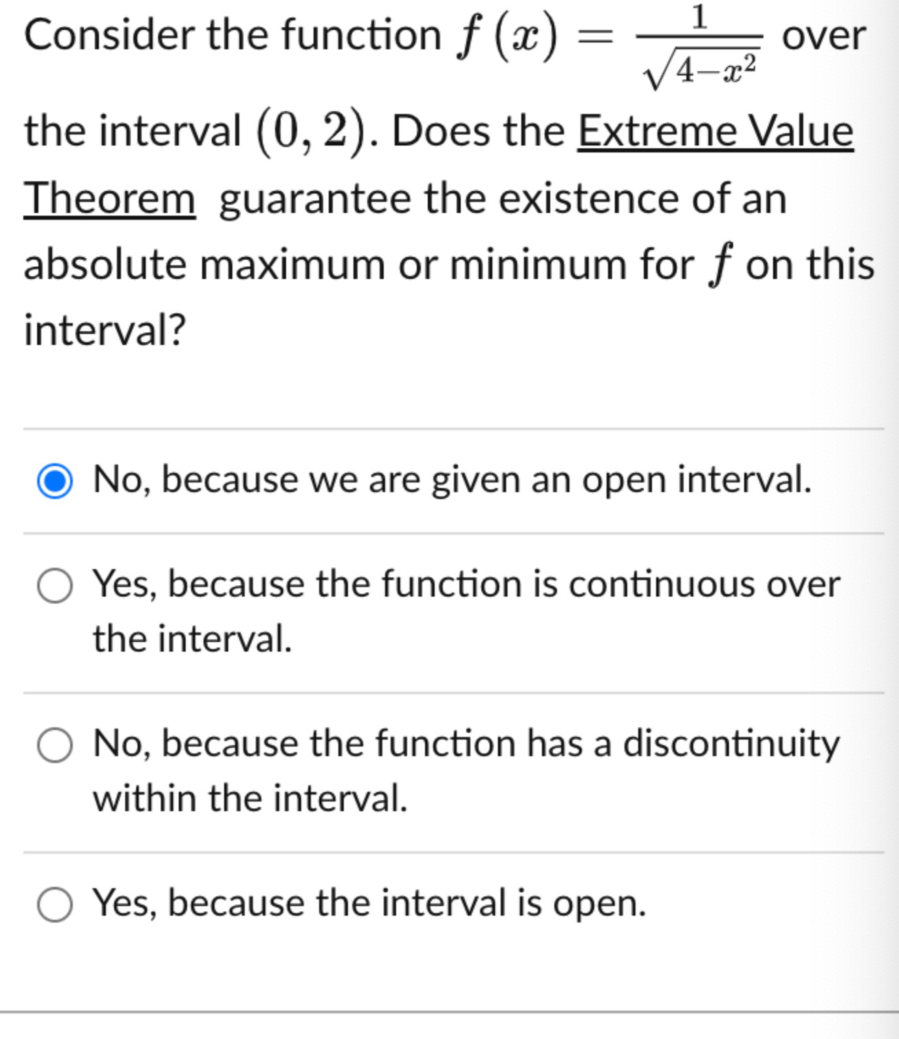 Solved Consider the function f(x)=14-x22 ﻿overthe interval | Chegg.com