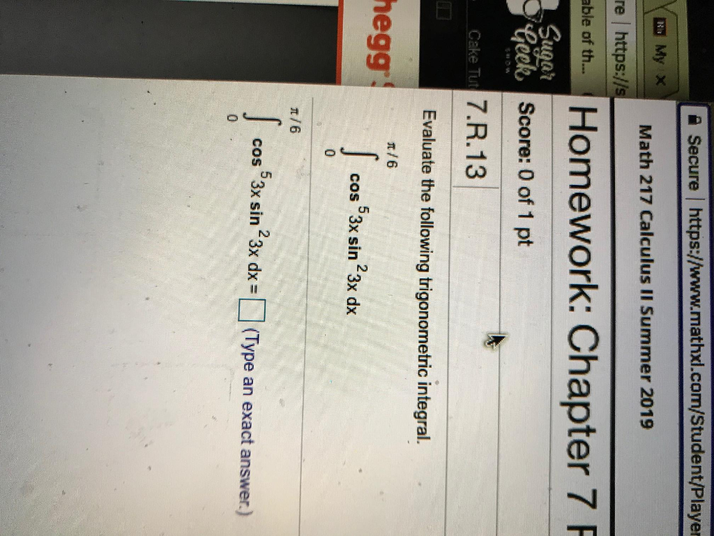 Solved Secure | https://www.mathxl.com/Student/Player K My X | Chegg.com