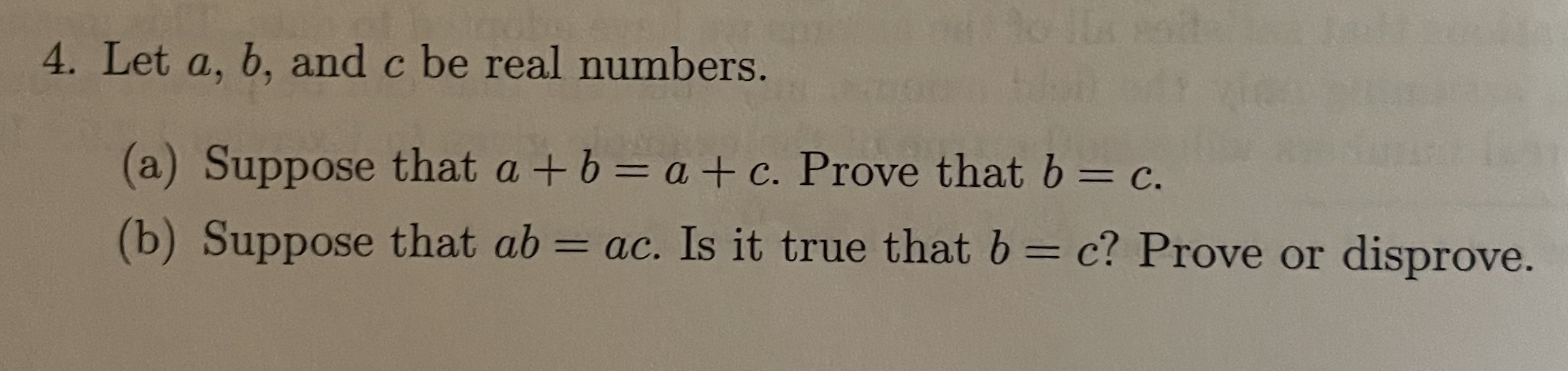 Solved 4. Let a,b, and c be real numbers. (a) Suppose that | Chegg.com