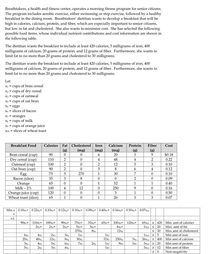 Solved Breathtakers, a health and fitness center, operates a | Chegg.com