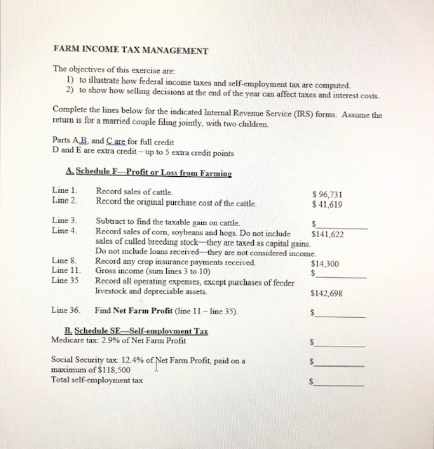 FARM INCOME TAX MANAGEMENT The objectives of this | Chegg.com