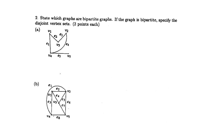 Solved 2. State which graphs are bipartite graphs. If the | Chegg.com