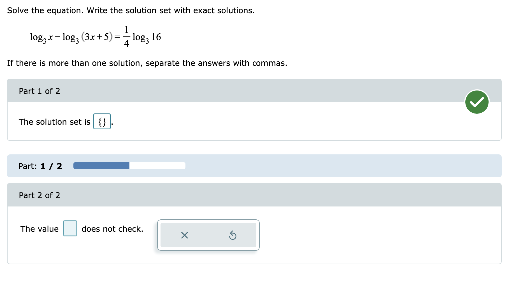 Solved Solve the equation. Write the solution set with exact | Chegg.com